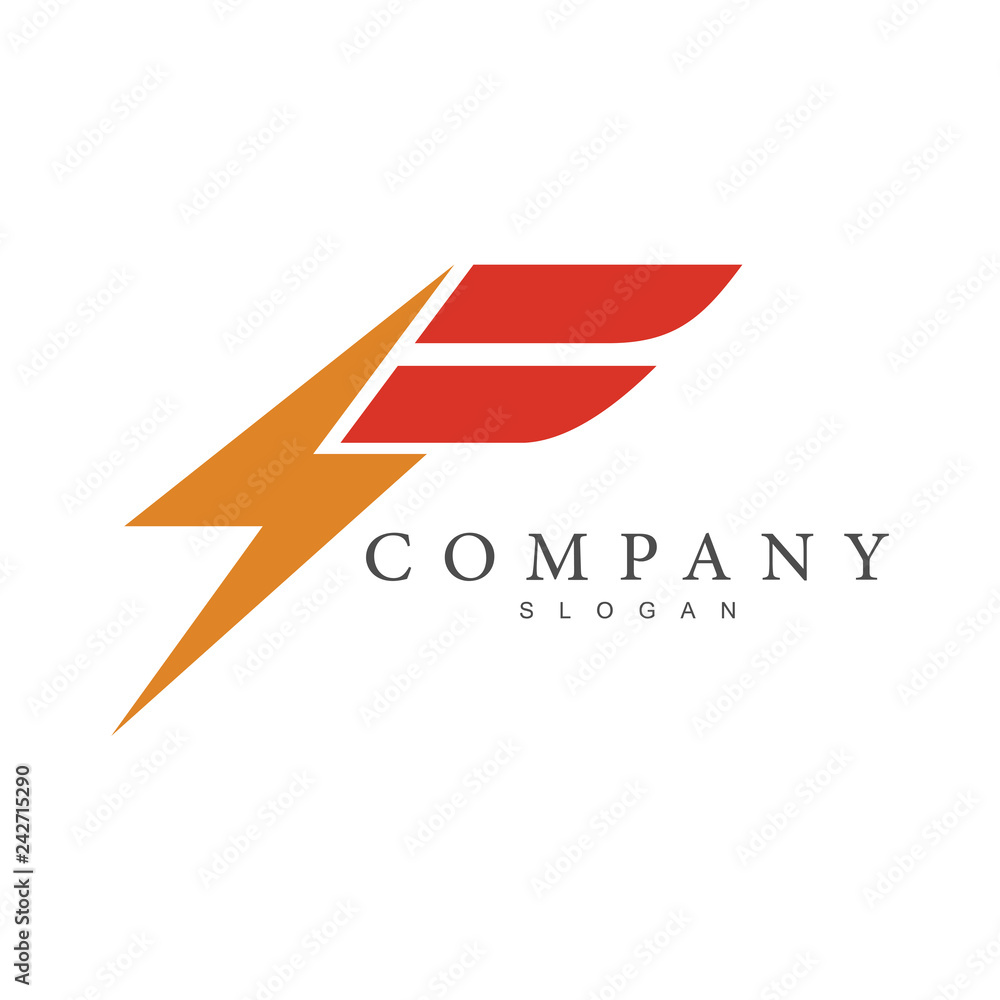 Flash Letter F Logo, Thunder Letter F Logo Design Stock Vector | Adobe ...