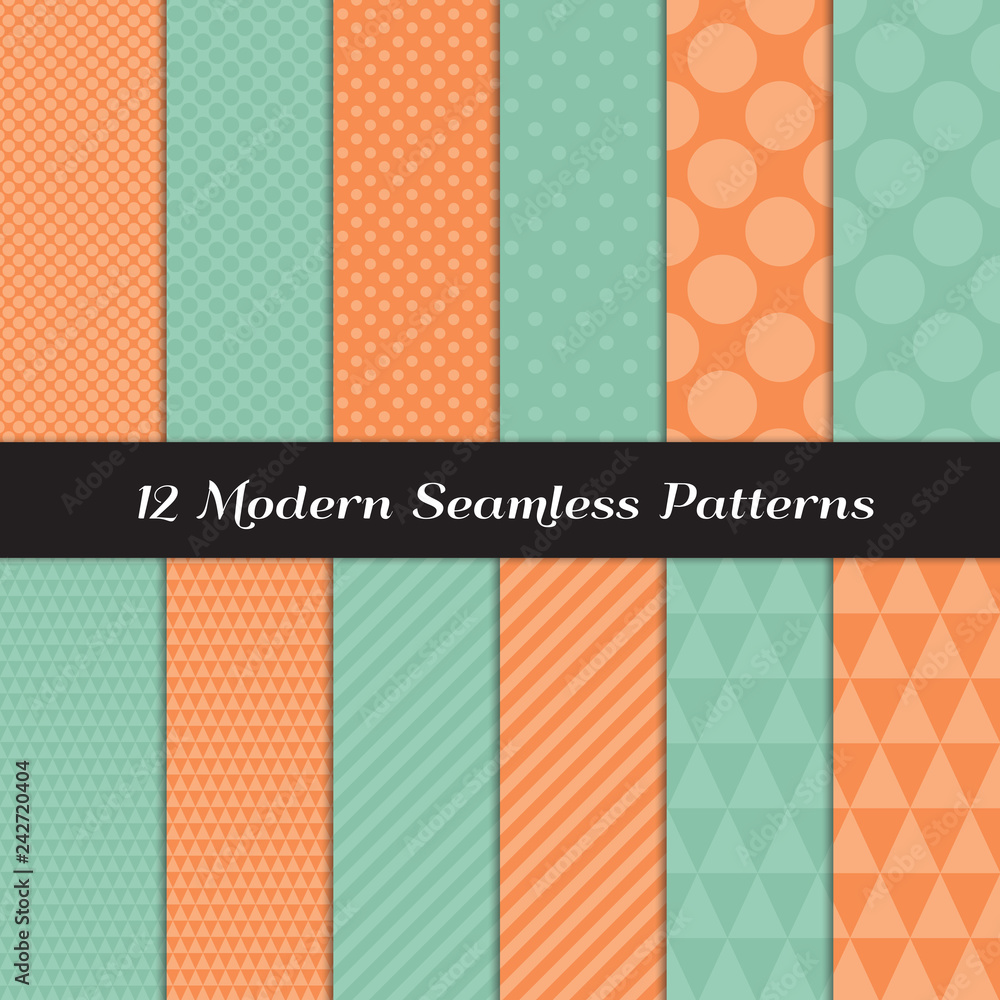 Mint And Coral Chevron Pattern