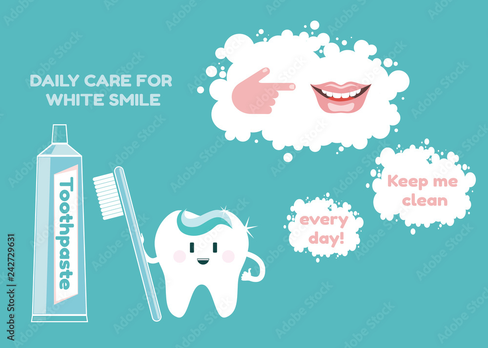 toothpaste, toothbrush and beautiful smile on a green background ...