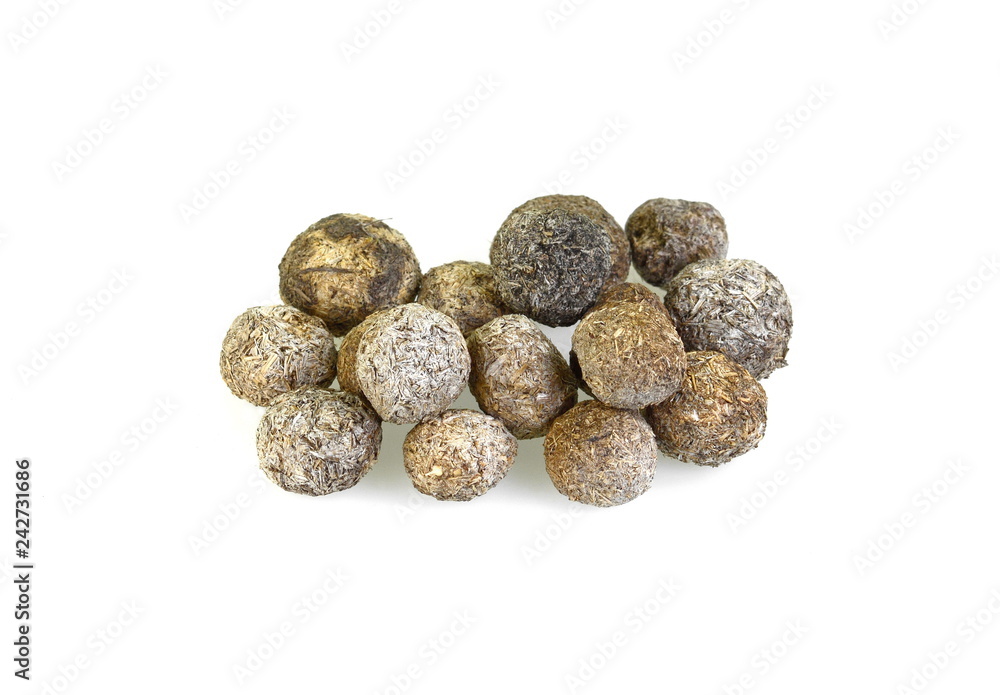 Rabbit droppings isolated on white. Rabbit excrement. Hare Poop on ...