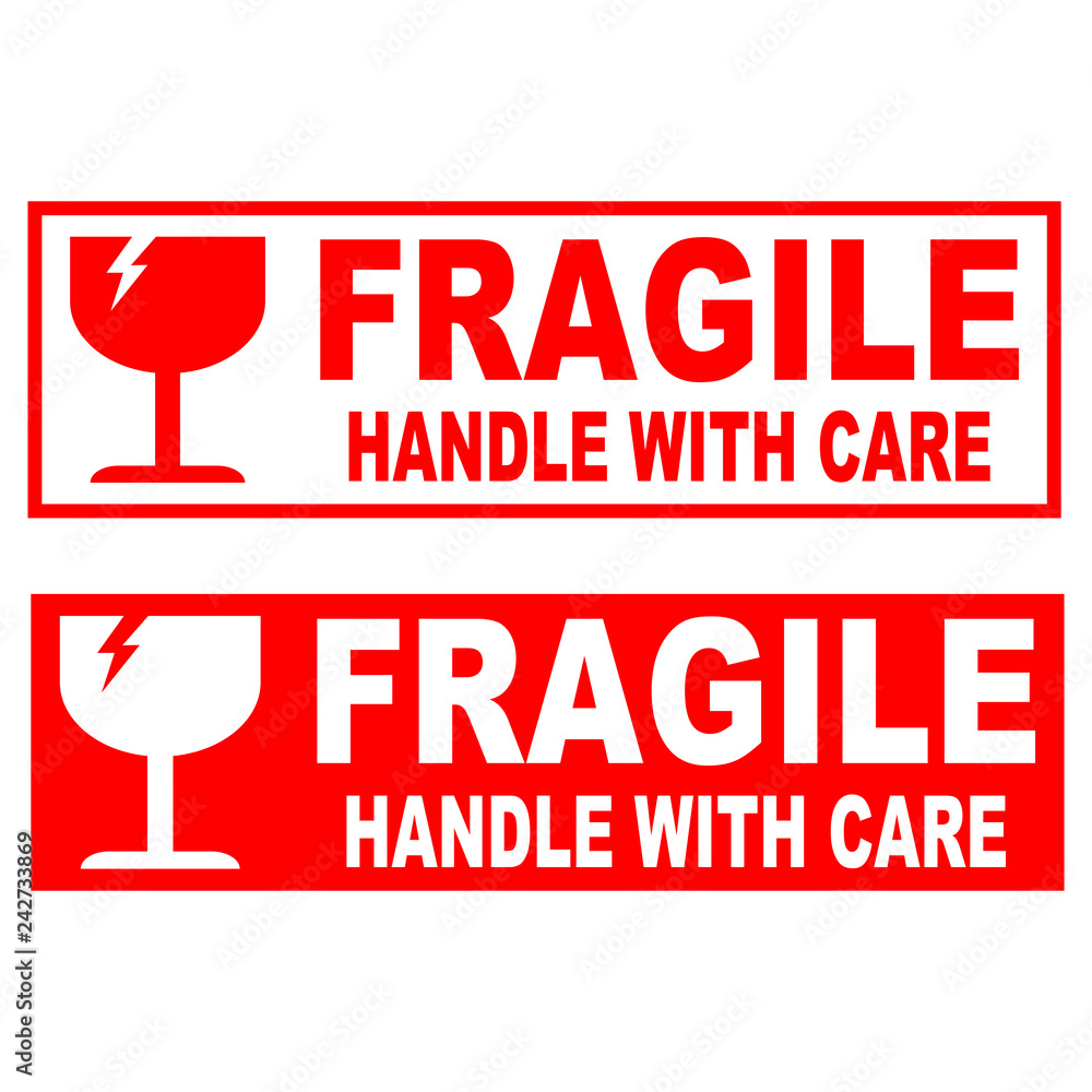 Fragile hand with care glase simbol icon Stock Vector | Adobe Stock