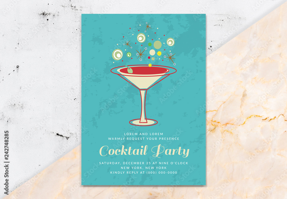 Cocktail Party Invitation Layout Stock Template | Adobe Stock