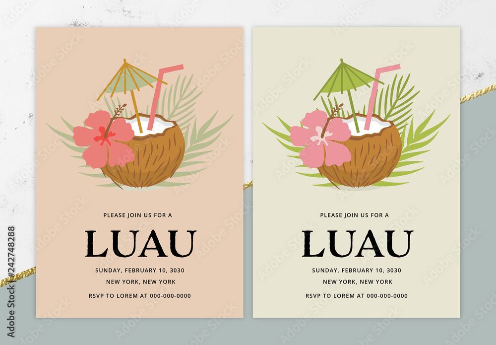 Tropical Luau Party Invitation Layout Stock Template | Adobe Stock