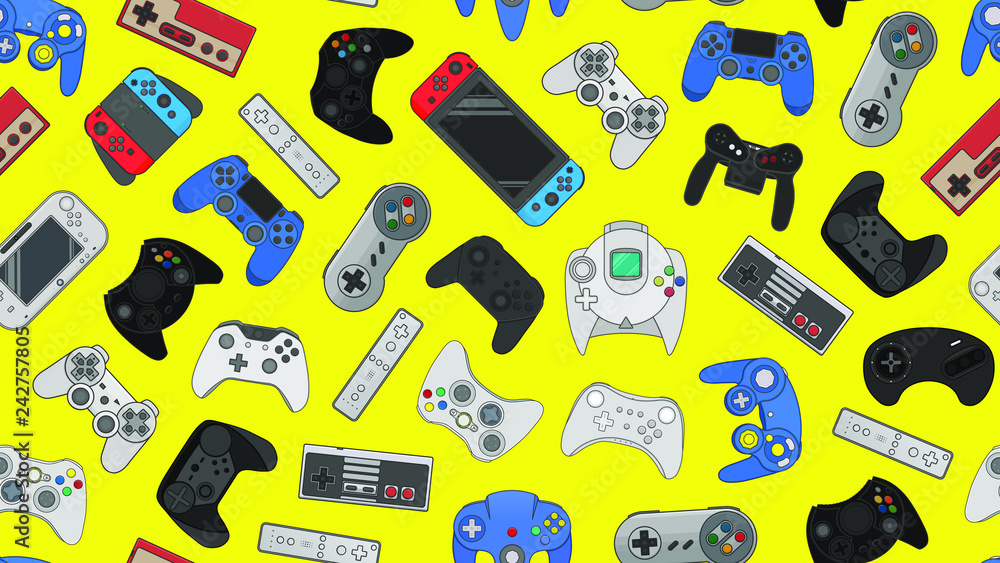 Video game controller background Gadgets seamless pattern Stock Vector ...