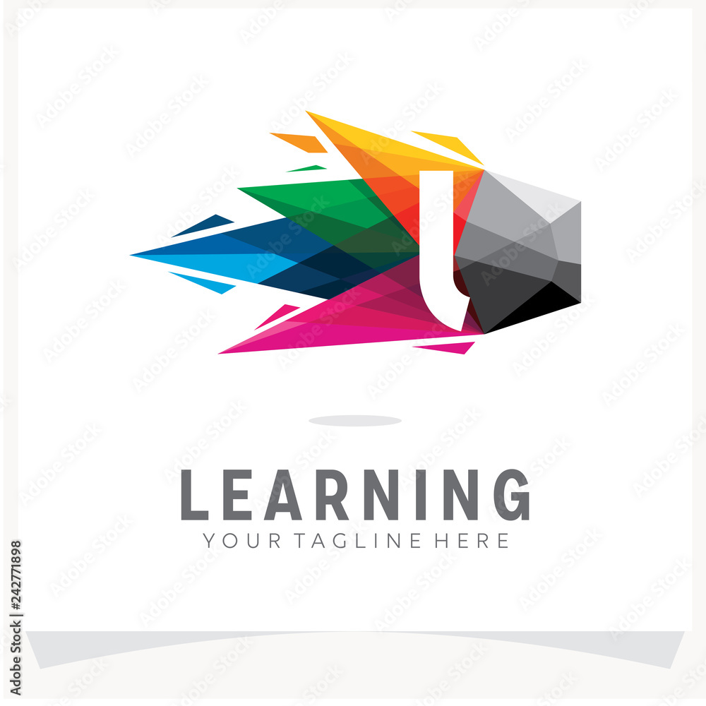 Letter L Logo Design with Colorful Polygon Comet, Logo Design Template ...