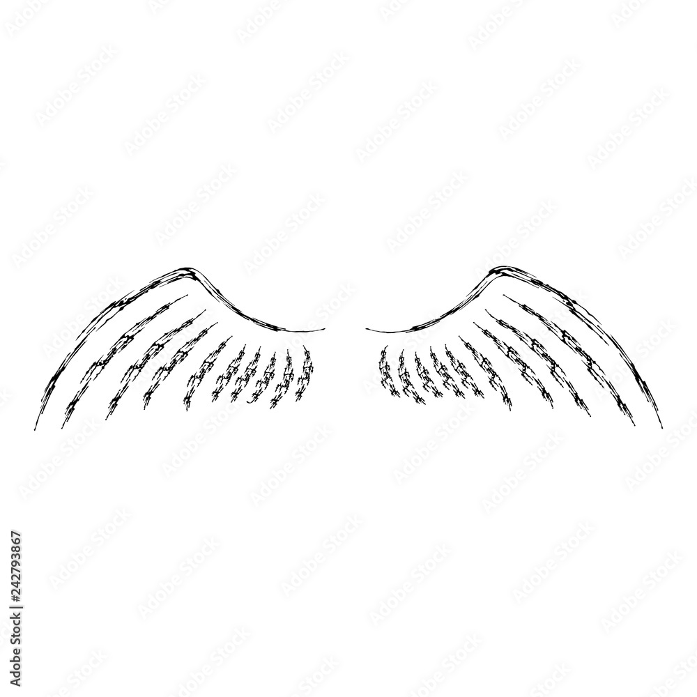 Original brush drawing of wings in black color. Vector illustration ...