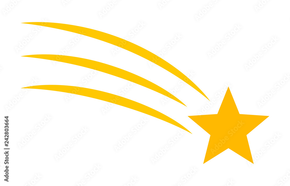Yellow shooting star / make a wish flat vector icon for apps and ...