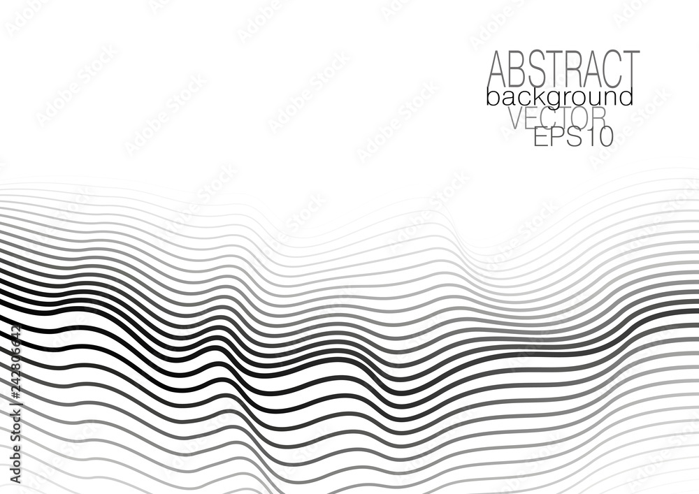 Modern template with op art pattern. Monochrome undulating lines on ...