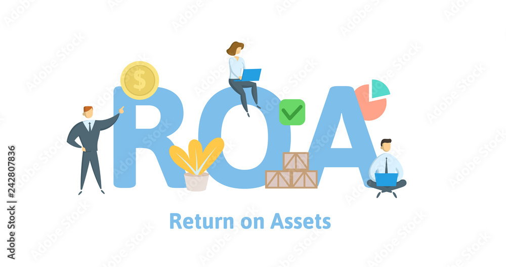 Vecteur Stock ROA, return on assets. Concept with keywords, letters and ...