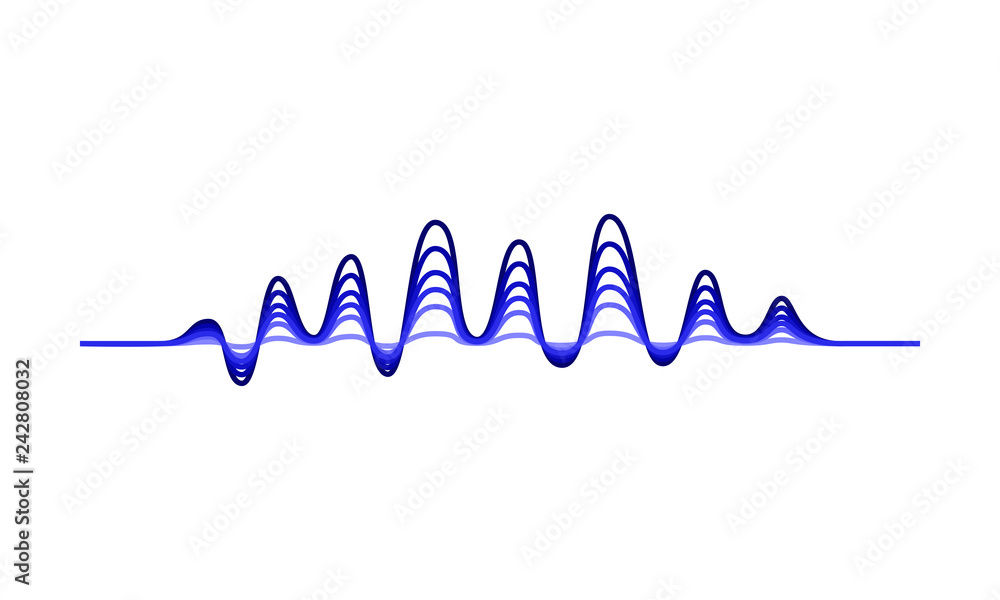 Vector design of music wave. Blue wavy lines. Sound vibrations. Digital ...