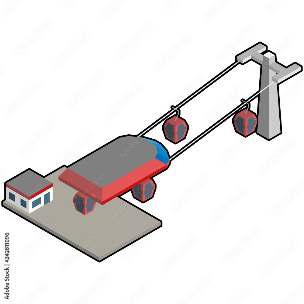 Isometric Cable Car, Gondola for any kind of business, map and web ...