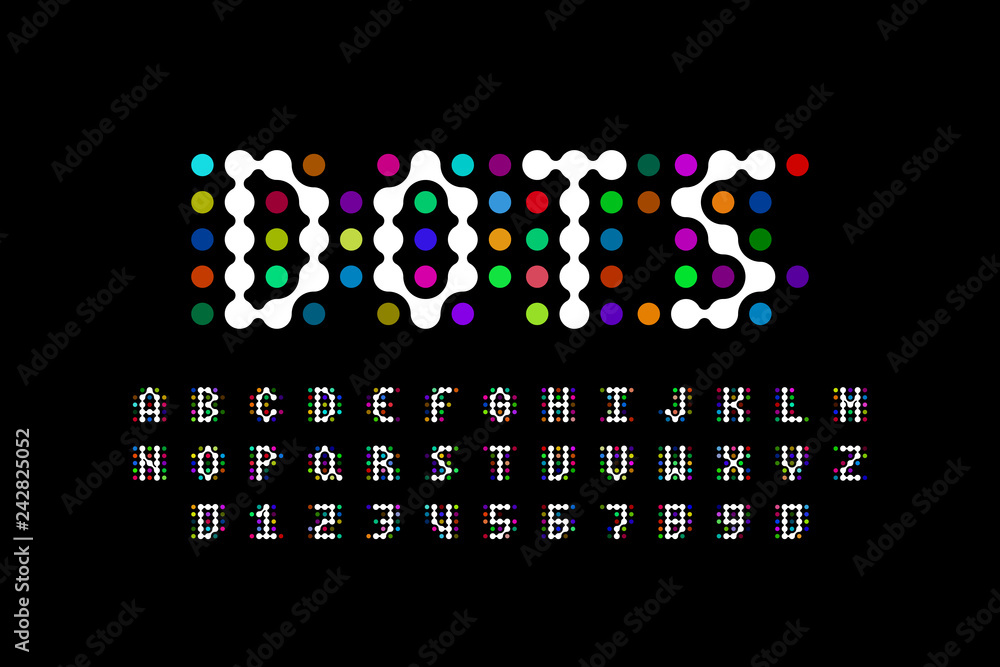 Dots style font design, alphabet letters and numbers Stock Vector ...