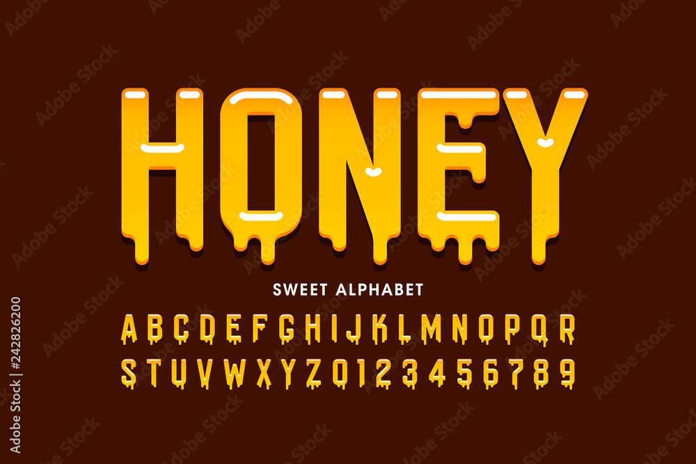 Liquid sweet honey font Stock Vector | Adobe Stock