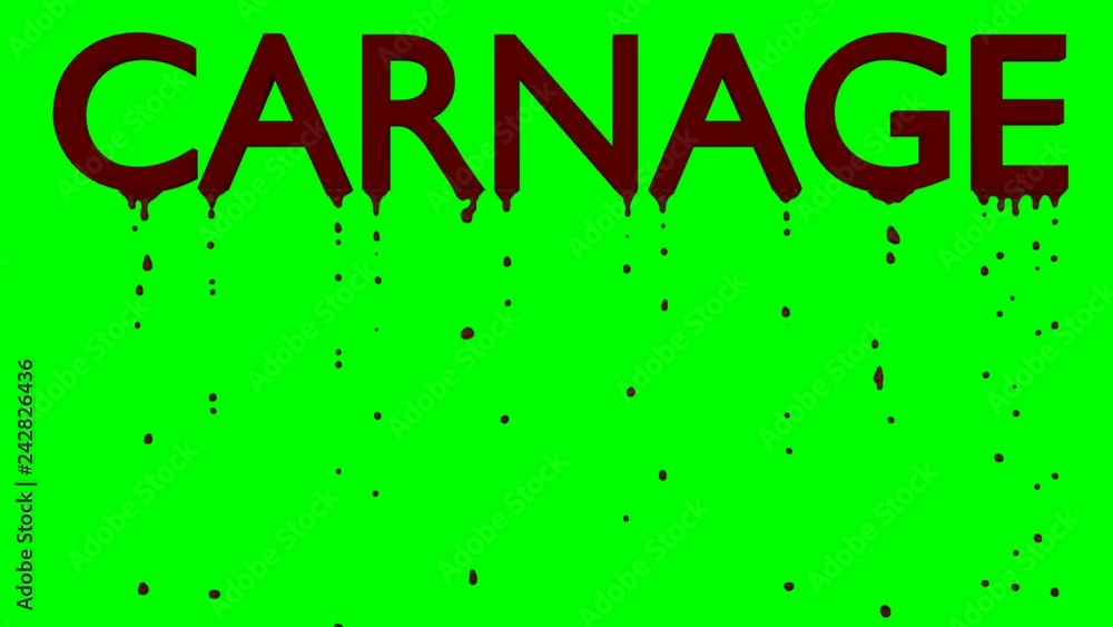 Animated blood dripping from all caps red text carnage. Blood droplets ...