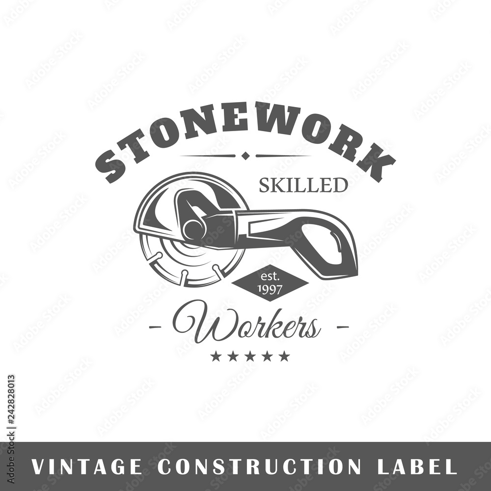 Construction label isolated on white background. Design element ...