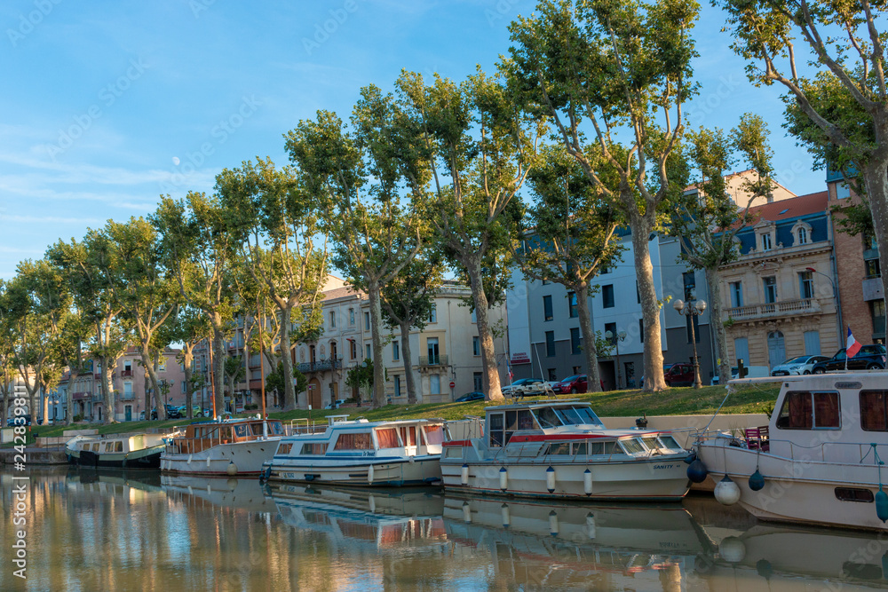 Narbonne is a town in southern France on the Canal de la Robine. Stock ...