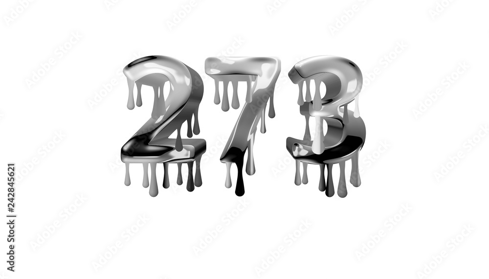 silver dripping number 273 with white background Stock Illustration ...