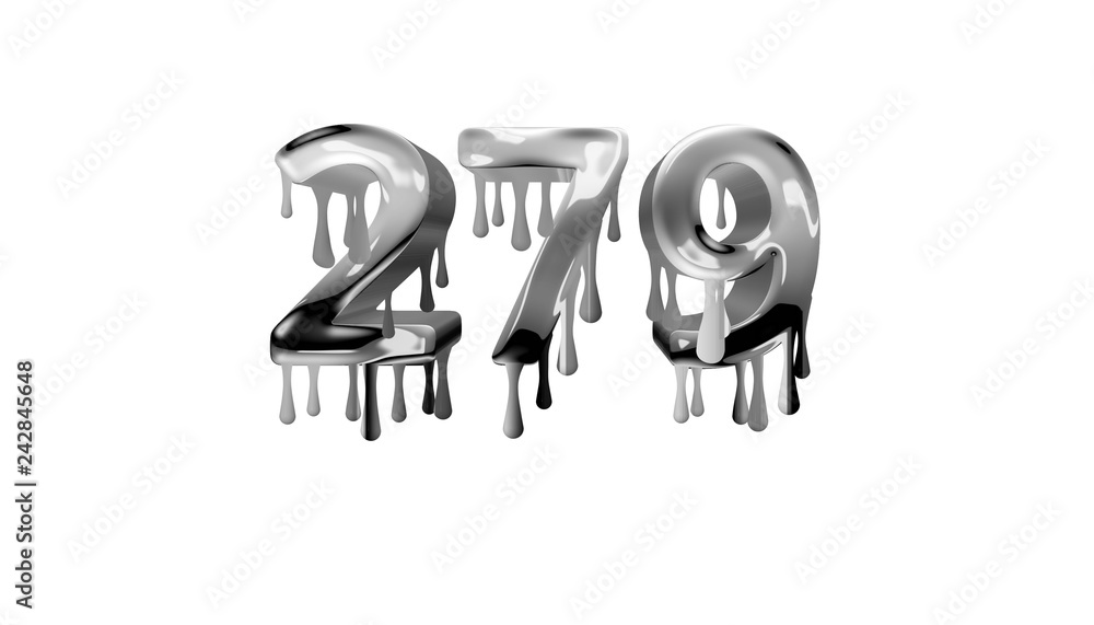 silver dripping number 279 with white background wall mural wallpaper ...