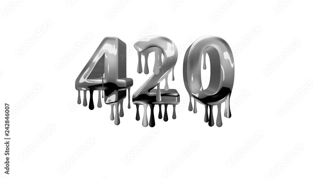 silver dripping number 420 with white background Stock Illustration ...