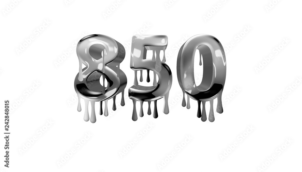 silver dripping number 850 with white background Stock Illustration ...