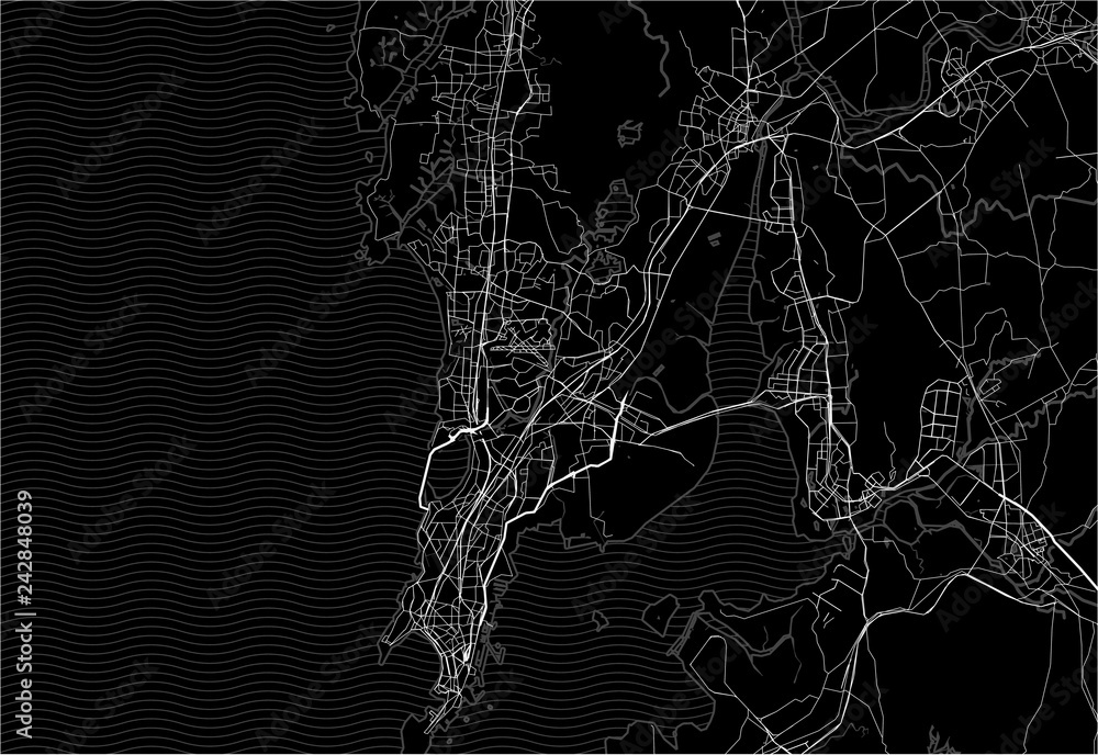 Photo & Art Print Dark area map of Mumbai, India, Knut Hebstreit