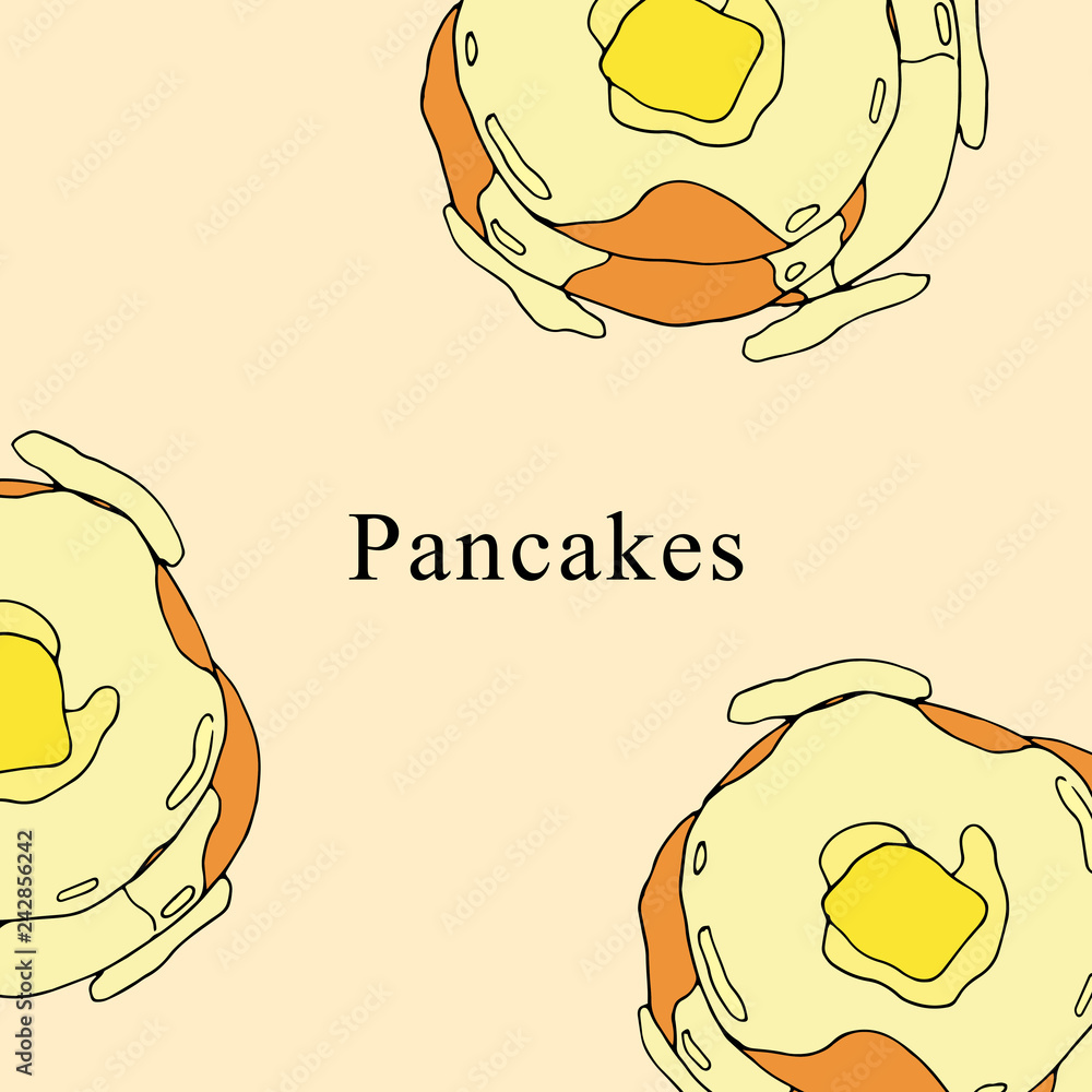 Pancakes vector illustration in cartoon style. Perfect for menu, card ...