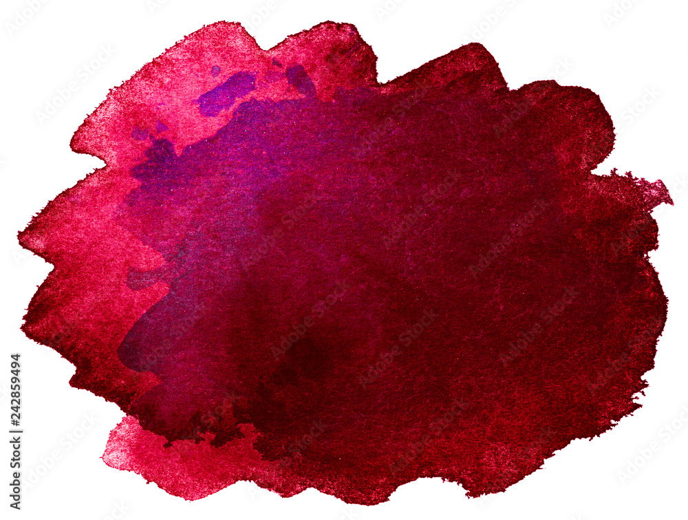 Beautiful red watercolor stain drawn by hand. Isolated on white ...