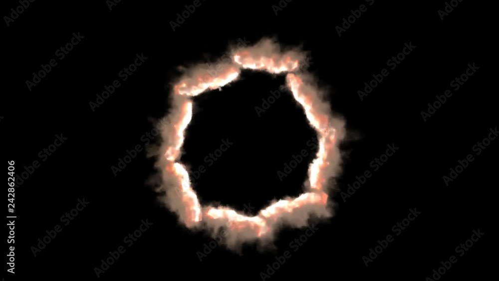 Animated top view of a ring of fire formed by burning eight separate ...