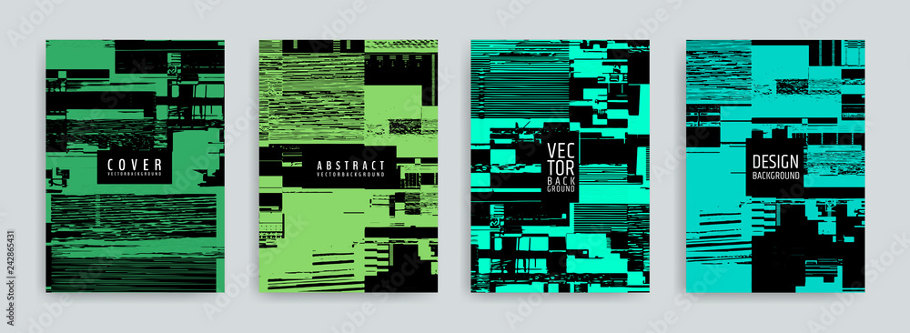 Set of abstract background cover designs. Screen error effect. Failure ...
