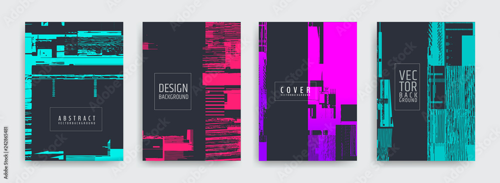 Set of abstract background cover designs. Screen error effect. Failure ...