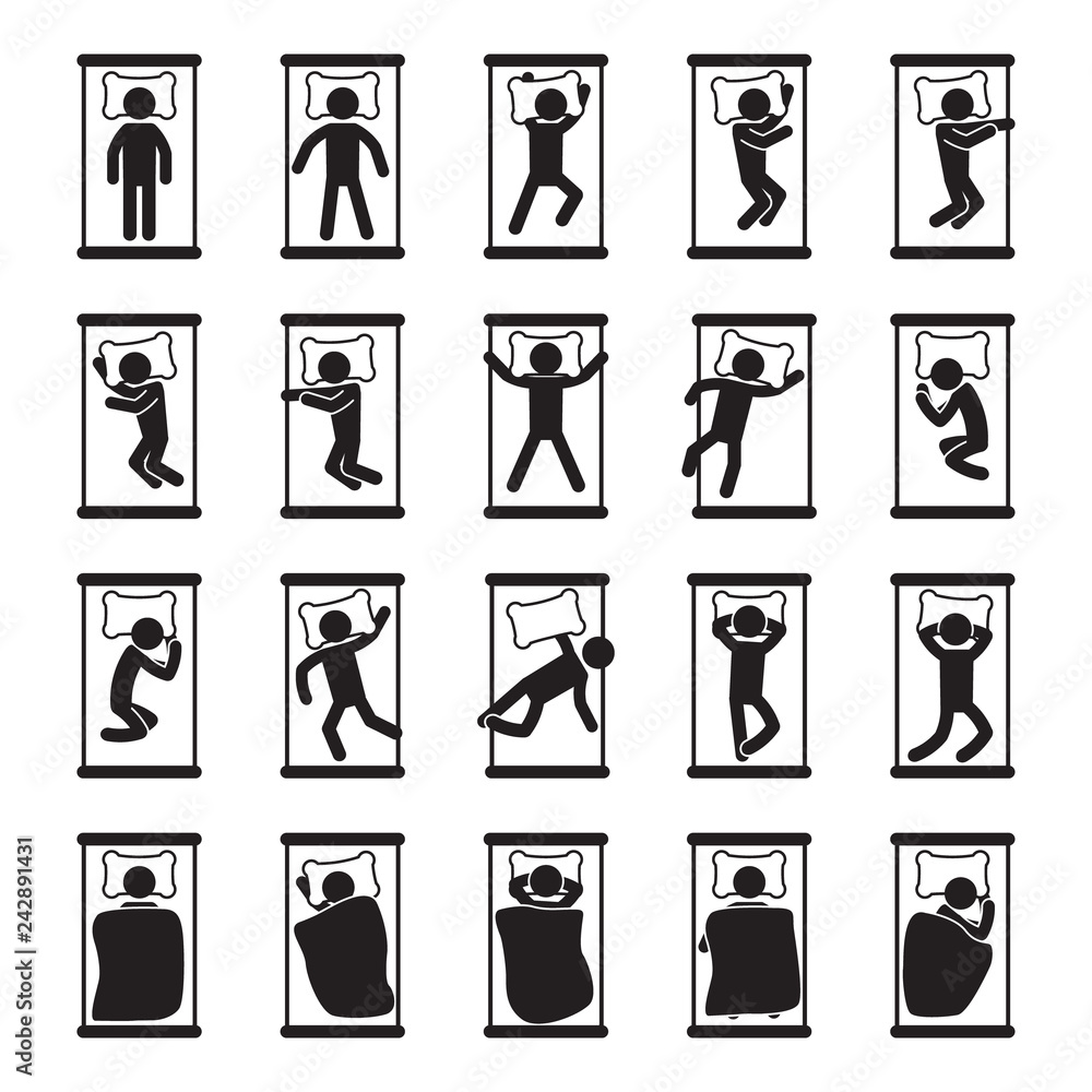 Sleeping positions icon set. Vector. Stock Vector | Adobe Stock