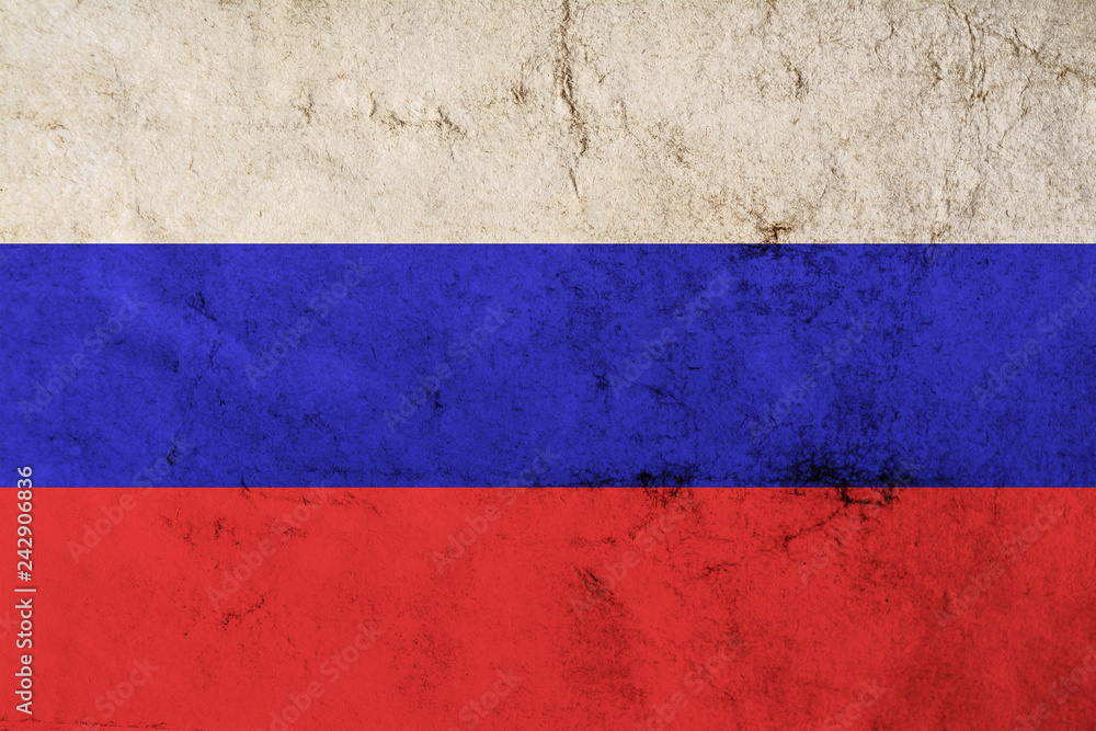 Russian flag with old dirty grunge texture Stock Photo | Adobe Stock