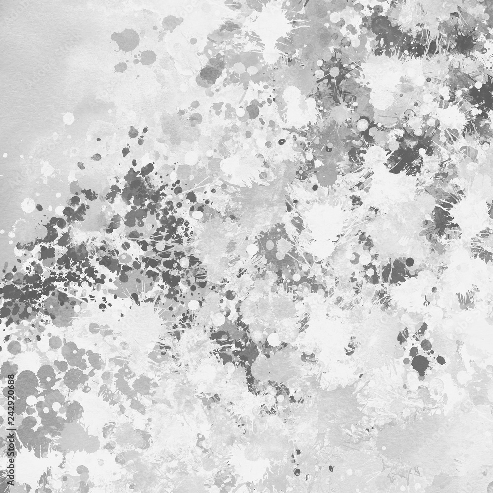Gray paint splatter effect texture on white paper background. Artistic ...