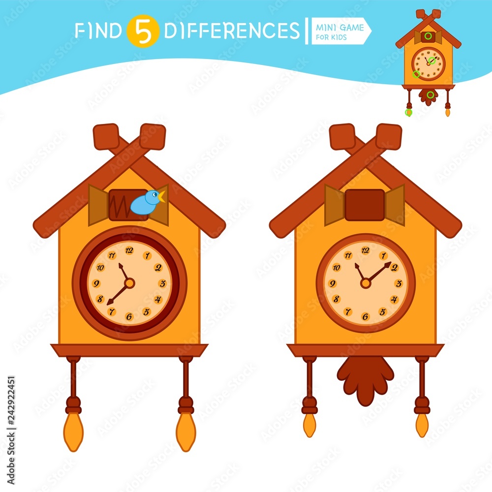 Find differences. Educational game for children. Cartoon vector ...