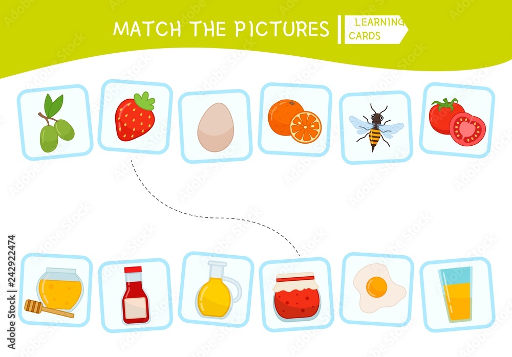 Matching children educational game. Match parts of objects. Activity ...