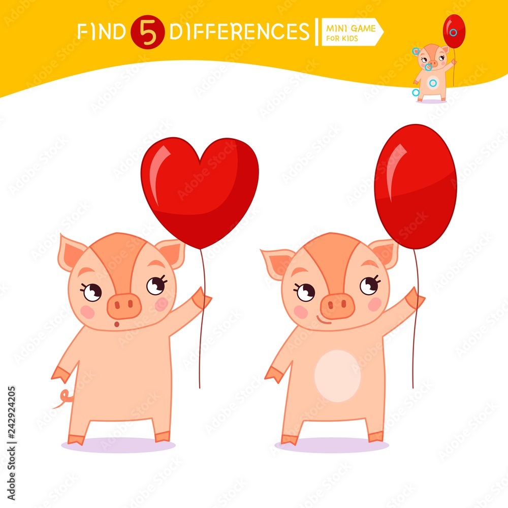 Find differences. Educational game for children. Cartoon vector ...