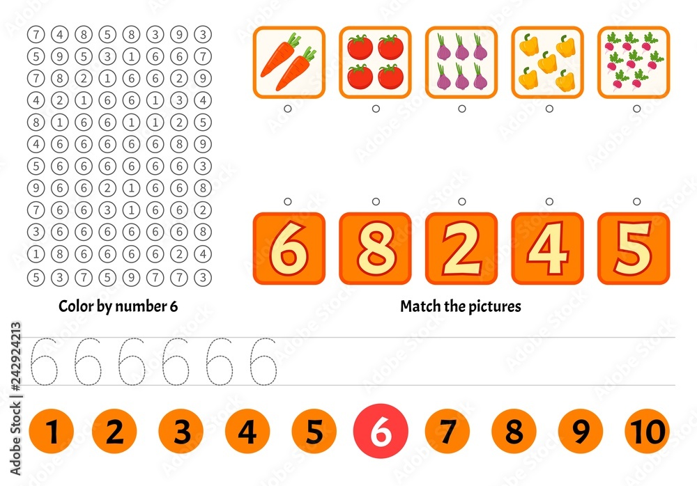 Kids learning material. Worksheet for learning numbers. Number 7 ...
