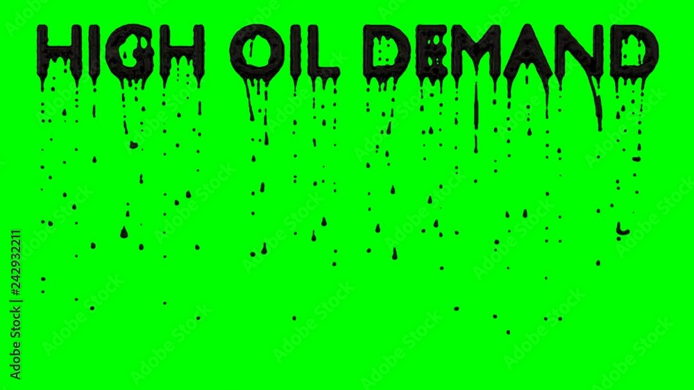 Animated dripping a lot of oil or black oil paint from all caps text ...