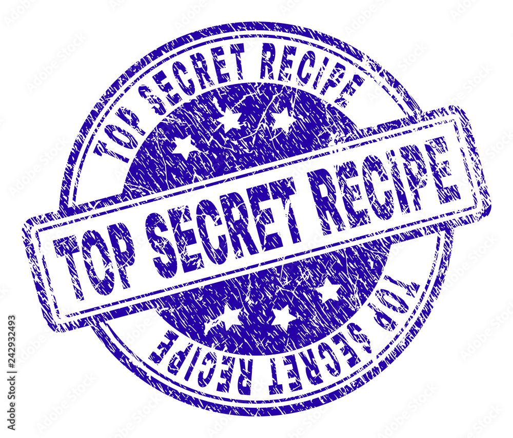 TOP SECRET RECIPE stamp seal imprint with distress texture. Designed ...