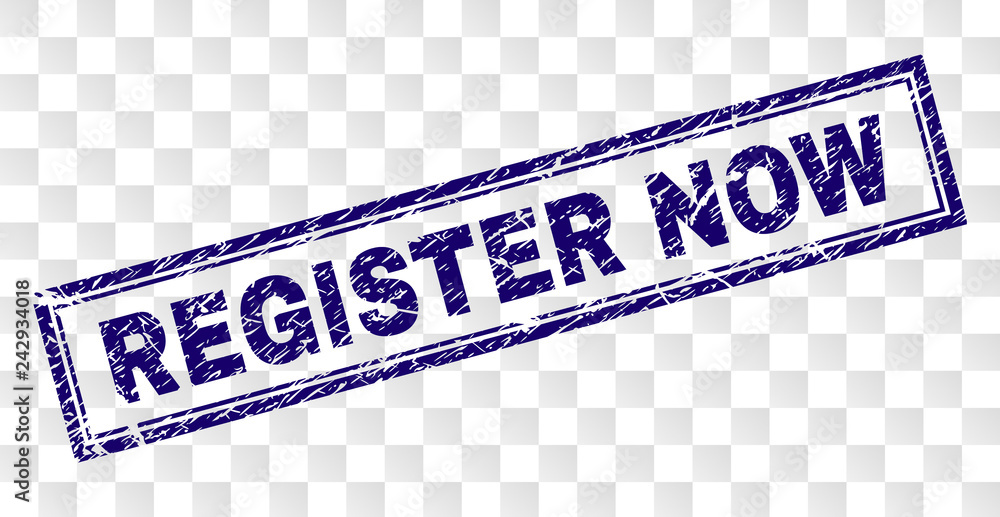 REGISTER NOW stamp seal watermark with rubber print style and double ...