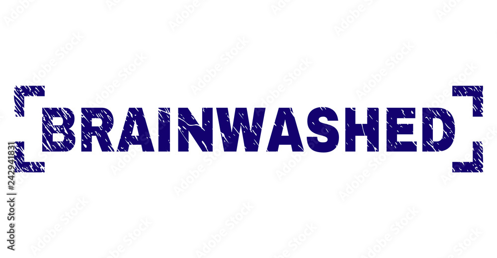 BRAINWASHED caption seal watermark with corroded style. Text caption is ...
