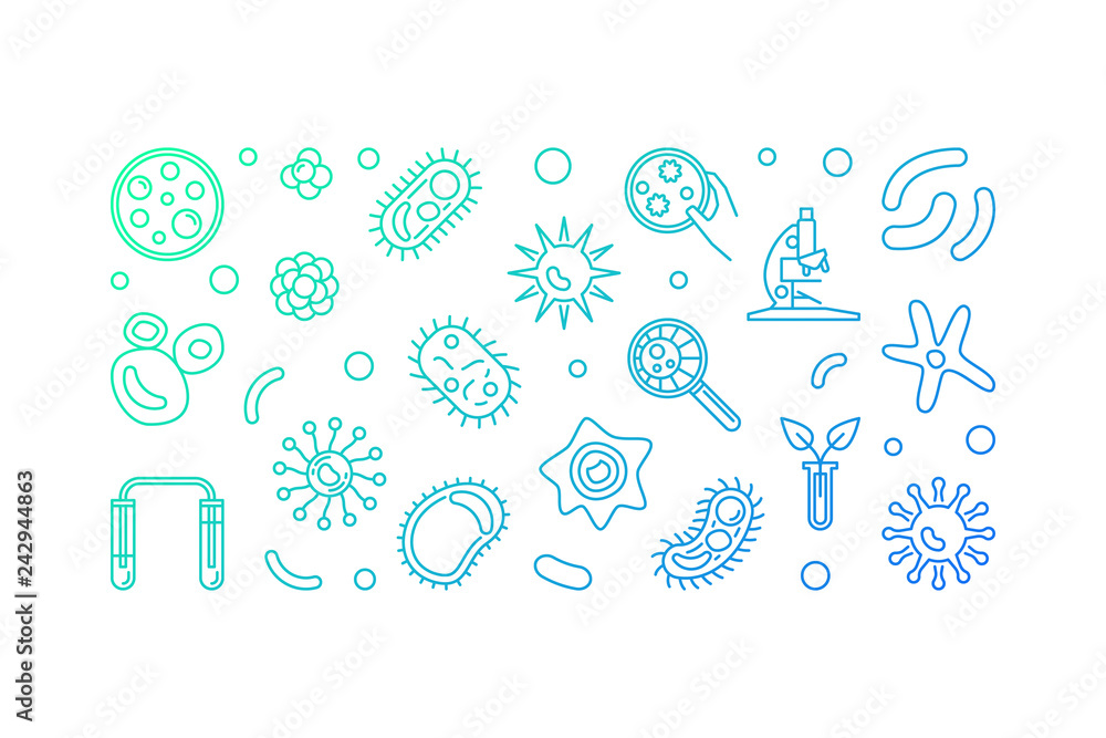 Microbiology vector creative horizontal illustration made with ...