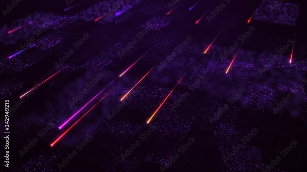 Vidéo Stock Tecjnological background with flying glowing lines and ...