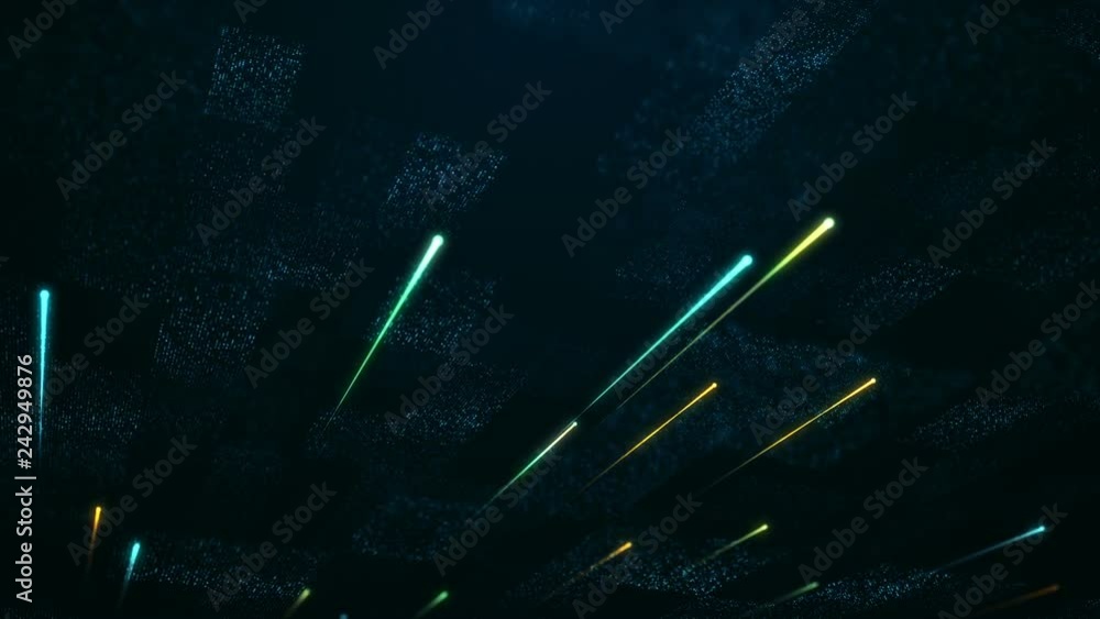 Vidéo Stock Tecjnological background with flying glowing lines and ...