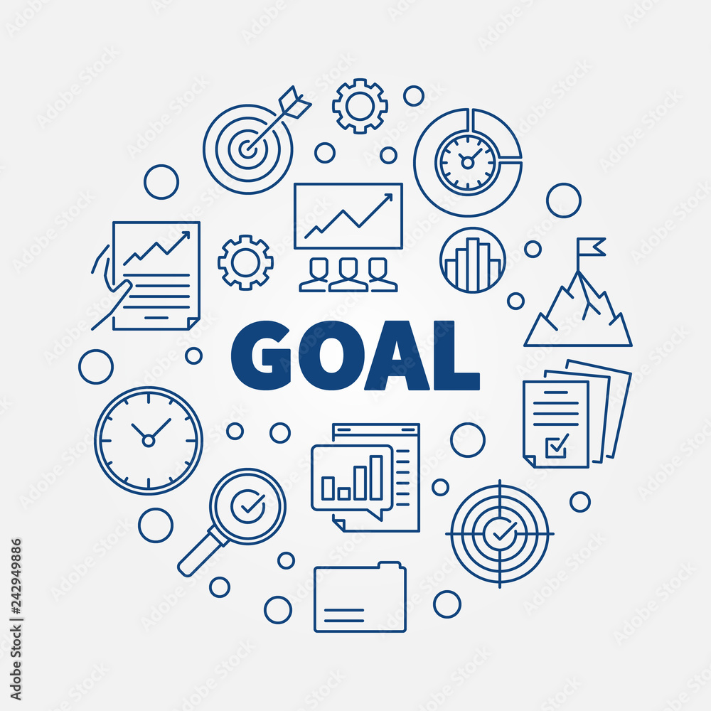 Vector Goal concept minimal round illustration in thin line style Stock ...