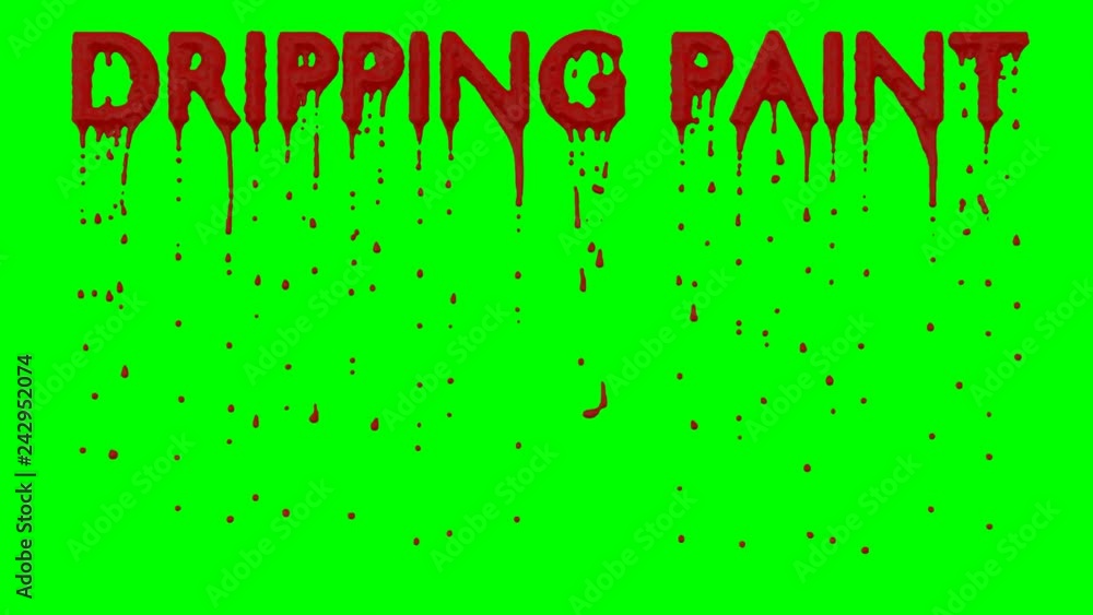 Animated dripping a lot of red paint or pigment or ink or other thick ...