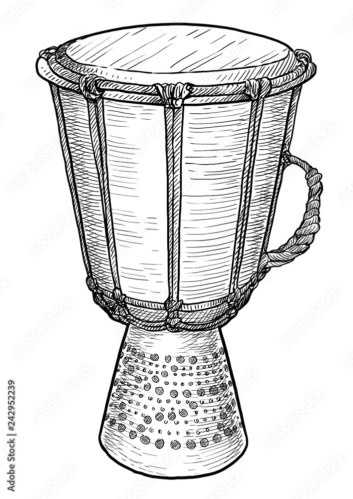 Australian drum illustration, drawing, engraving, ink, line art, vector ...