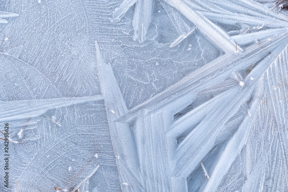 Ice patterns in one of wild mountain lakes in the Troms Region in ...