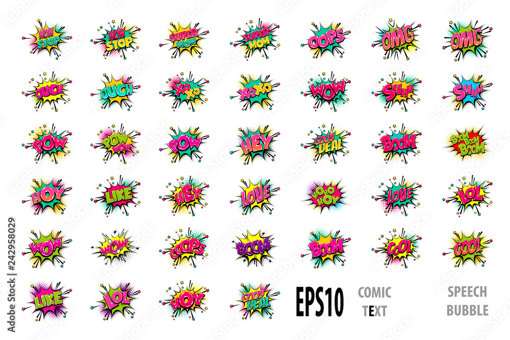 Big set comic text speech bubble Stock Vector | Adobe Stock