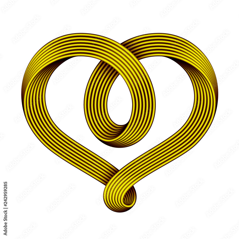 Heart symbol of golden mobius strip as celtic knot.. Vector ...